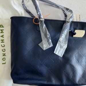 Longchamp | Bags | Longchamp Lm Cuir Lagoon Tote Navy Blue Shoulder Bag ...